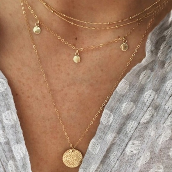 Jewelry | Gold Layered Disc Necklace | Poshmark
